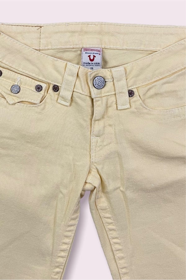 TRUE RELIGION Rare Vintage Y2K 60's Vibes Groovy Yellow Bootcut Flare ...