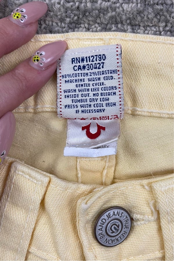 TRUE RELIGION Rare Vintage Y2K 60's Vibes Groovy Yellow Bootcut Flare ...