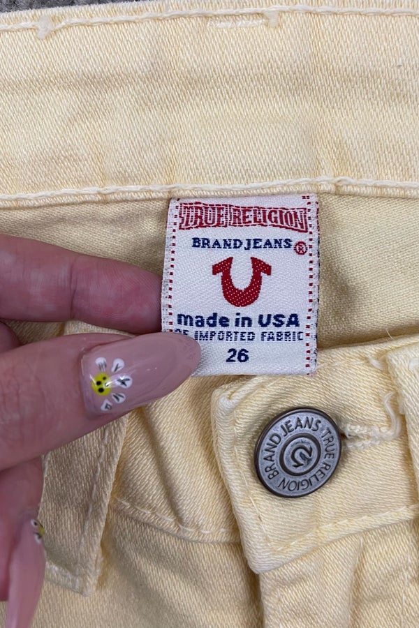 TRUE RELIGION Rare Vintage Y2K 60's Vibes Groovy Yellow Bootcut Flare ...