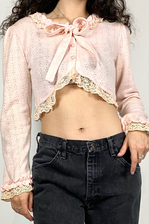 Vintage 90s Pink Pointelle Sweater | Nuuly Thrift Vintage 90s Pink Pointelle Sweater | Nuuly Thrift